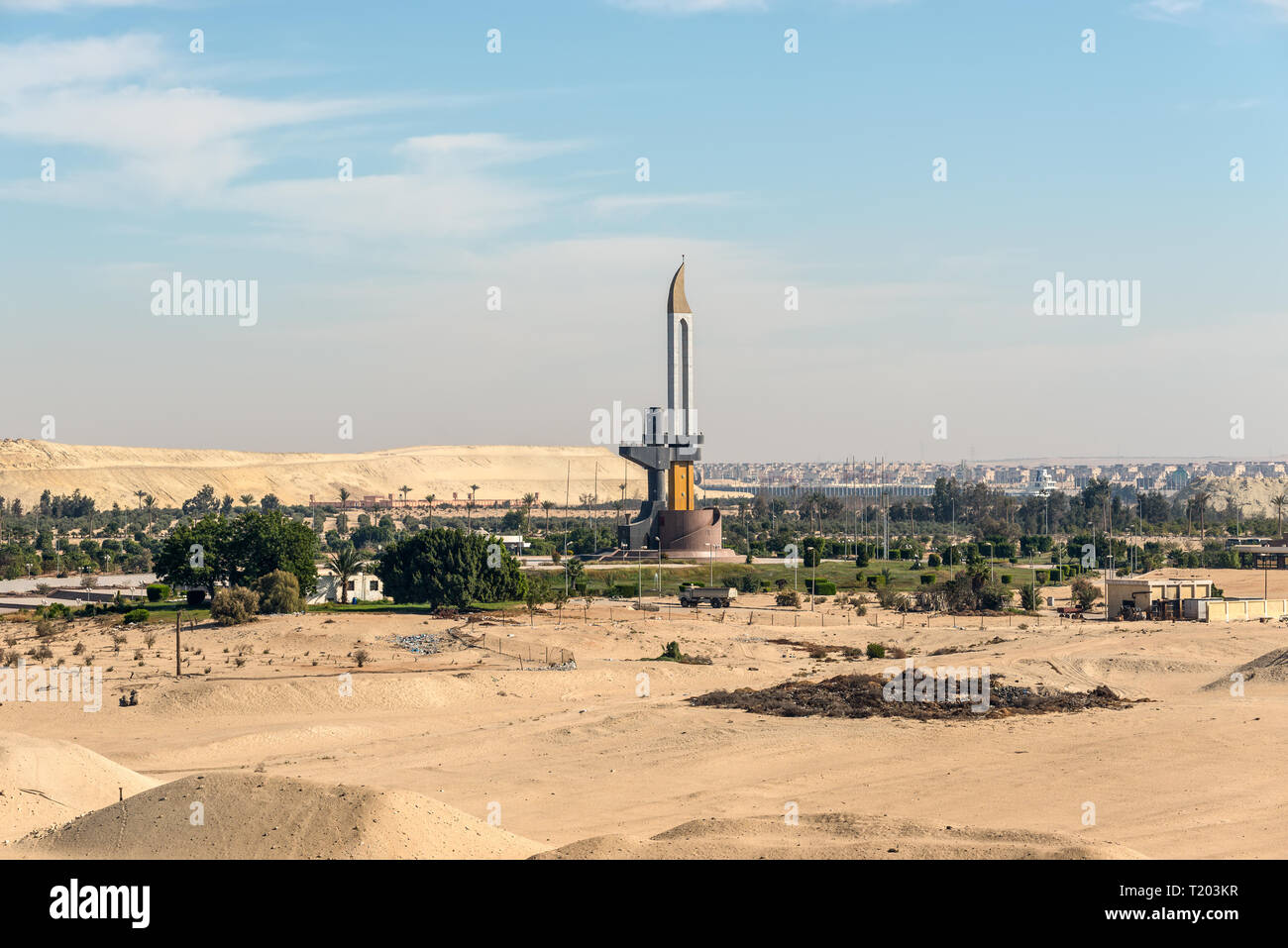 Ismailia, Egypt - November 5, 2017: A monument, in the shape of an AK ...