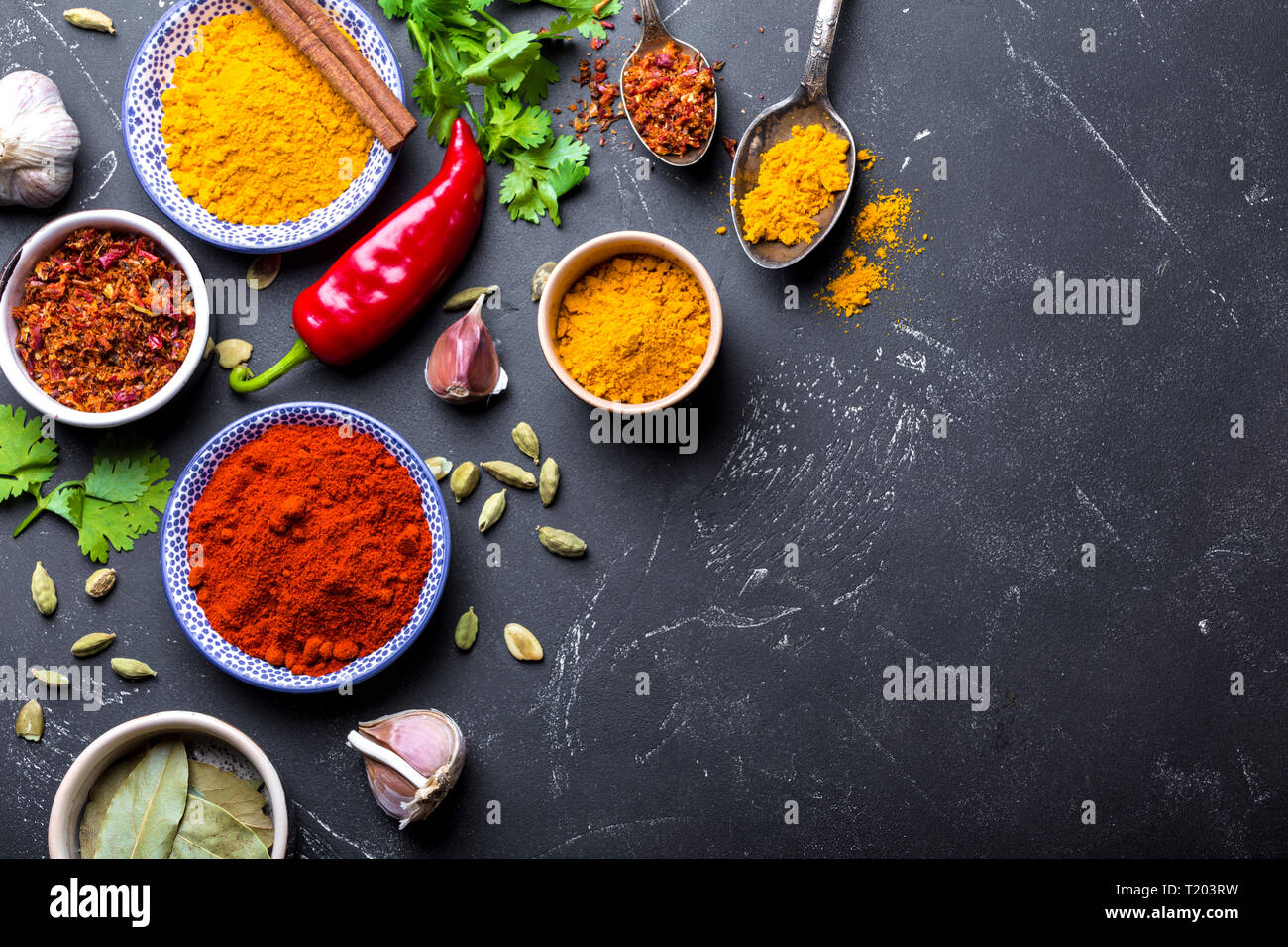 Indian food cooking background Stock Photo - Alamy