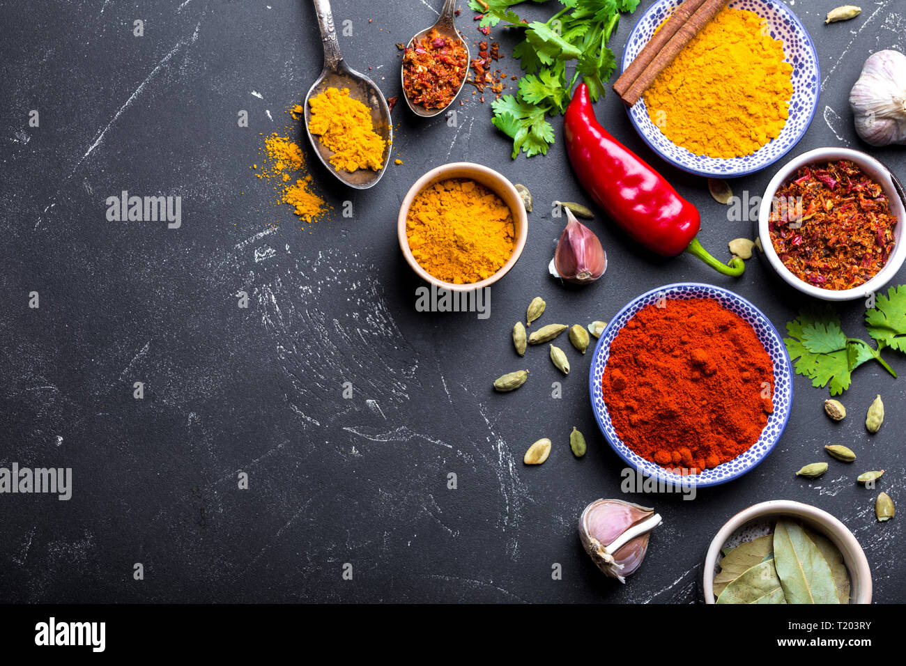Indian food cooking background Stock Photo - Alamy