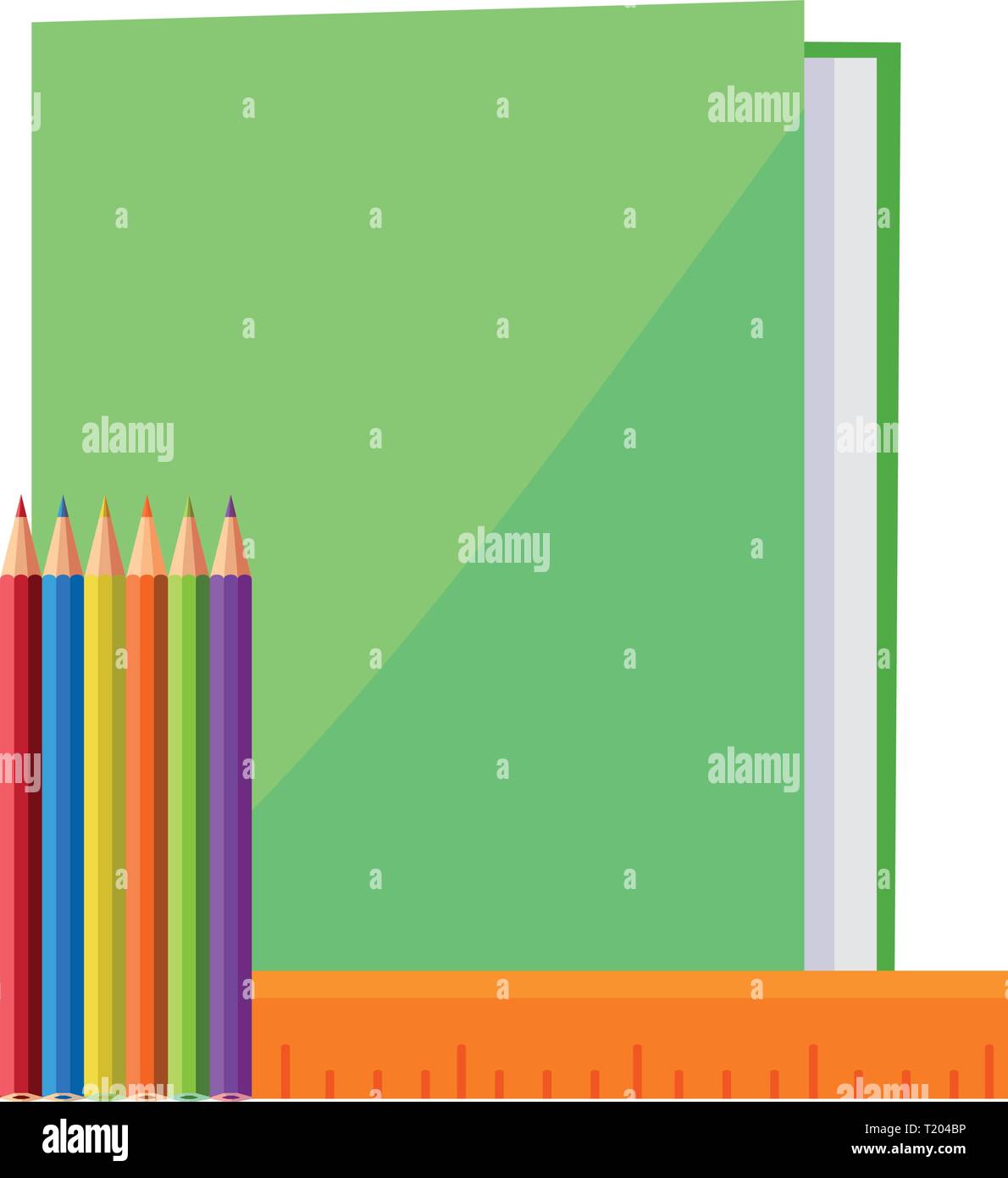 school notebook with colors pencils vector illustration design Stock ...