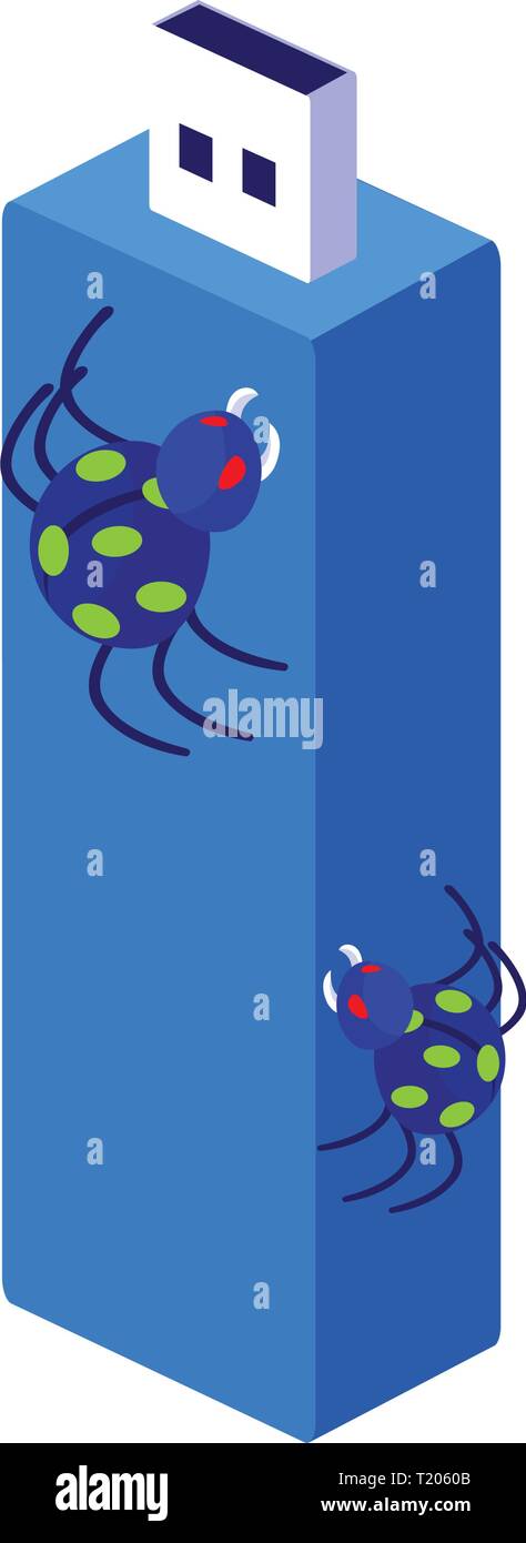 usb memory with bug atack vector illustration design Stock Vector Image ...