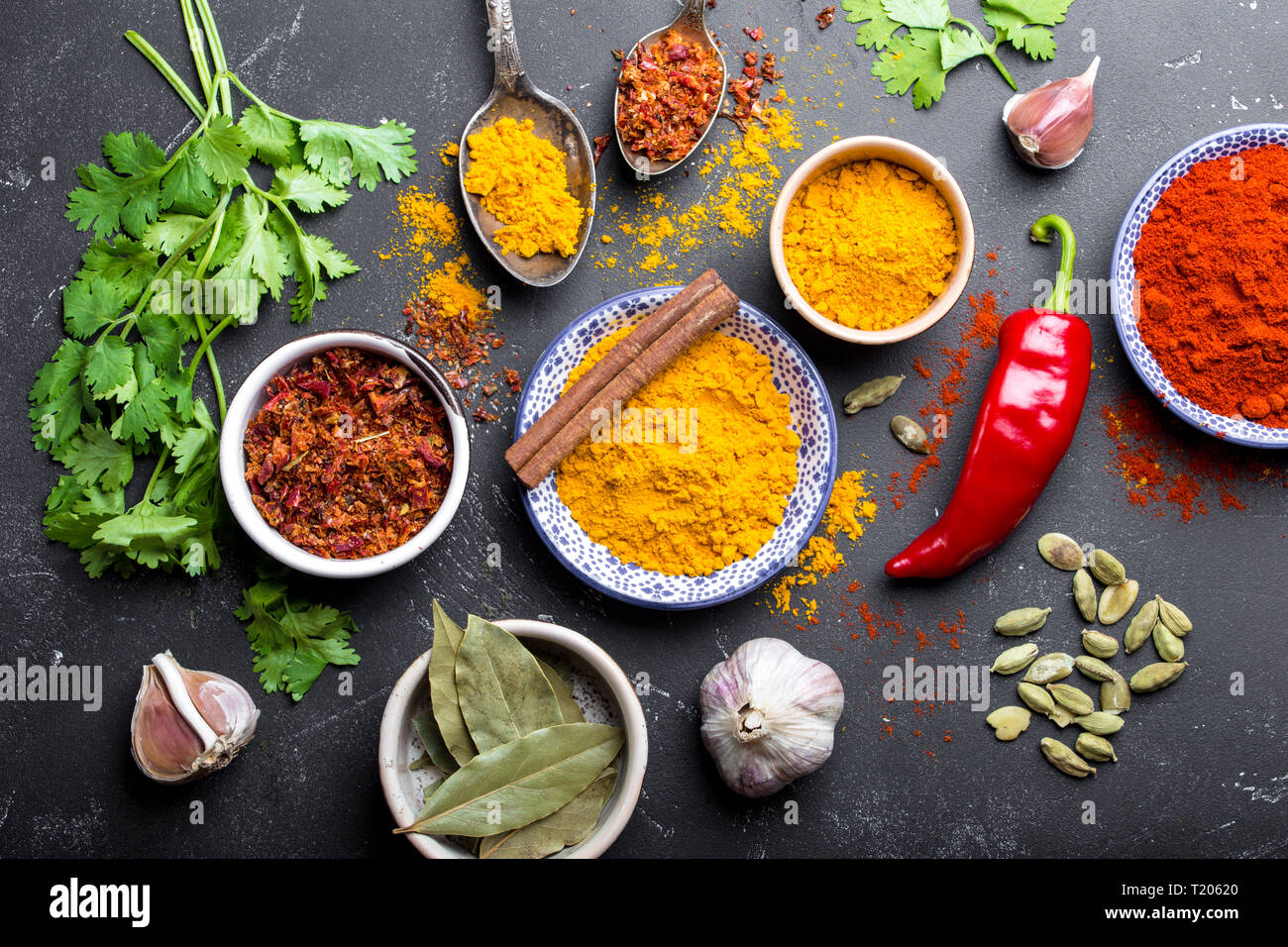 Indian food cooking background Stock Photo - Alamy
