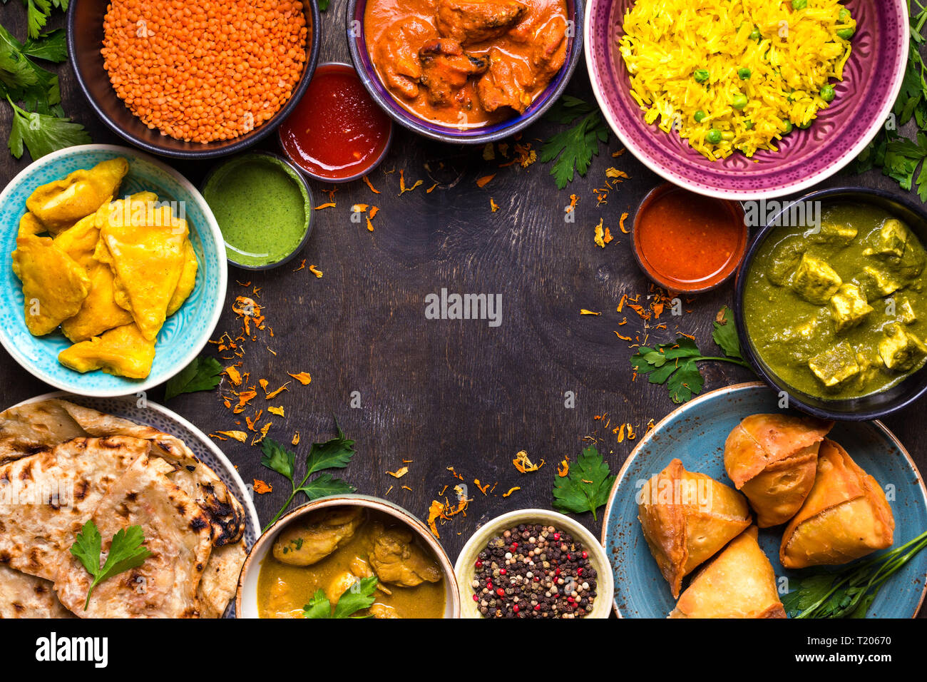 Assorted indian food Stock Photo - Alamy
