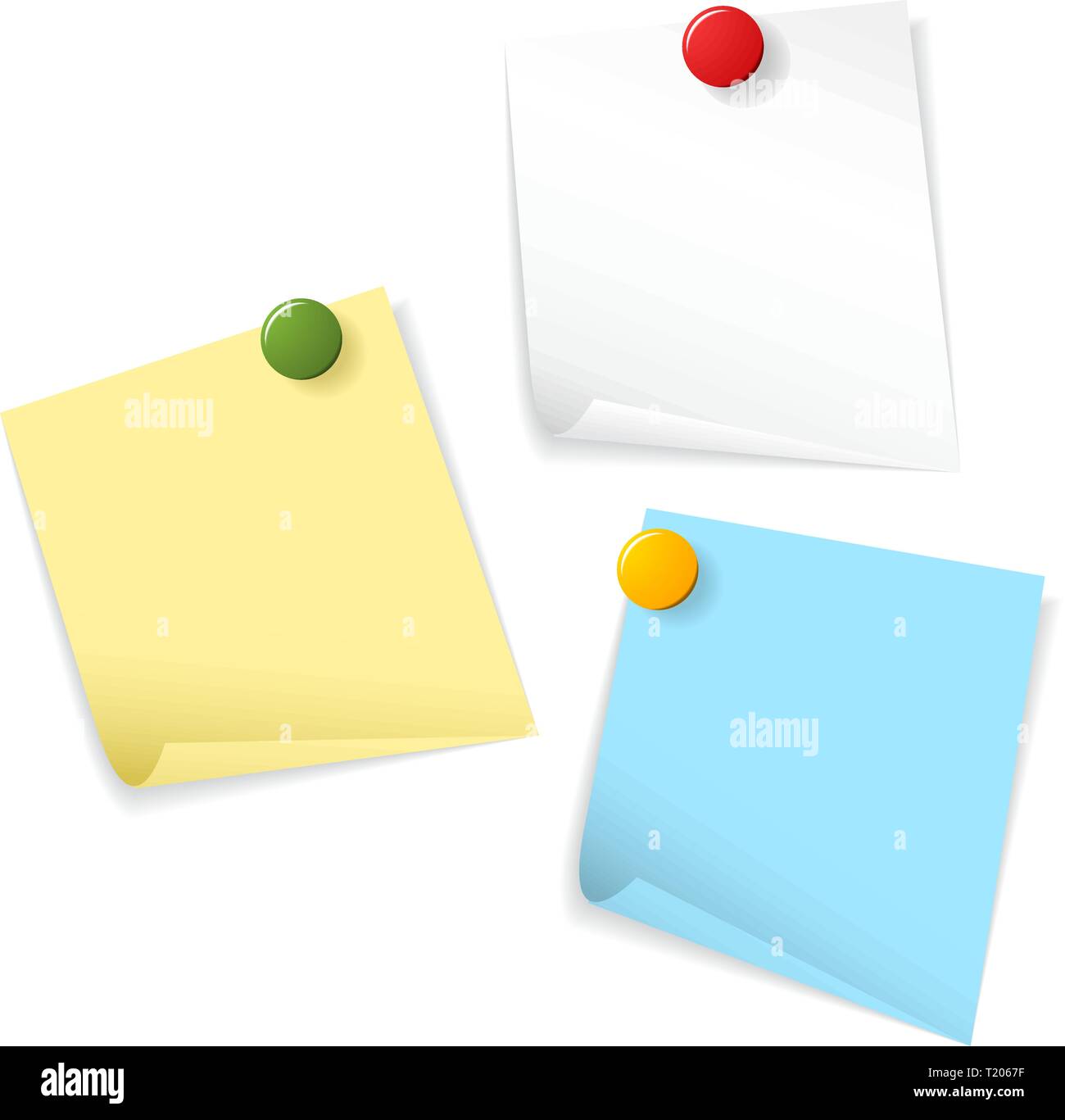 Sticky papers of various colors isolated on white background Stock ...