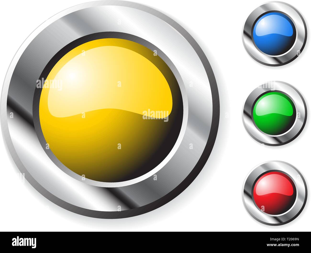 Round Colorful Buttons with chrome metal borders Stock Vector Image ...