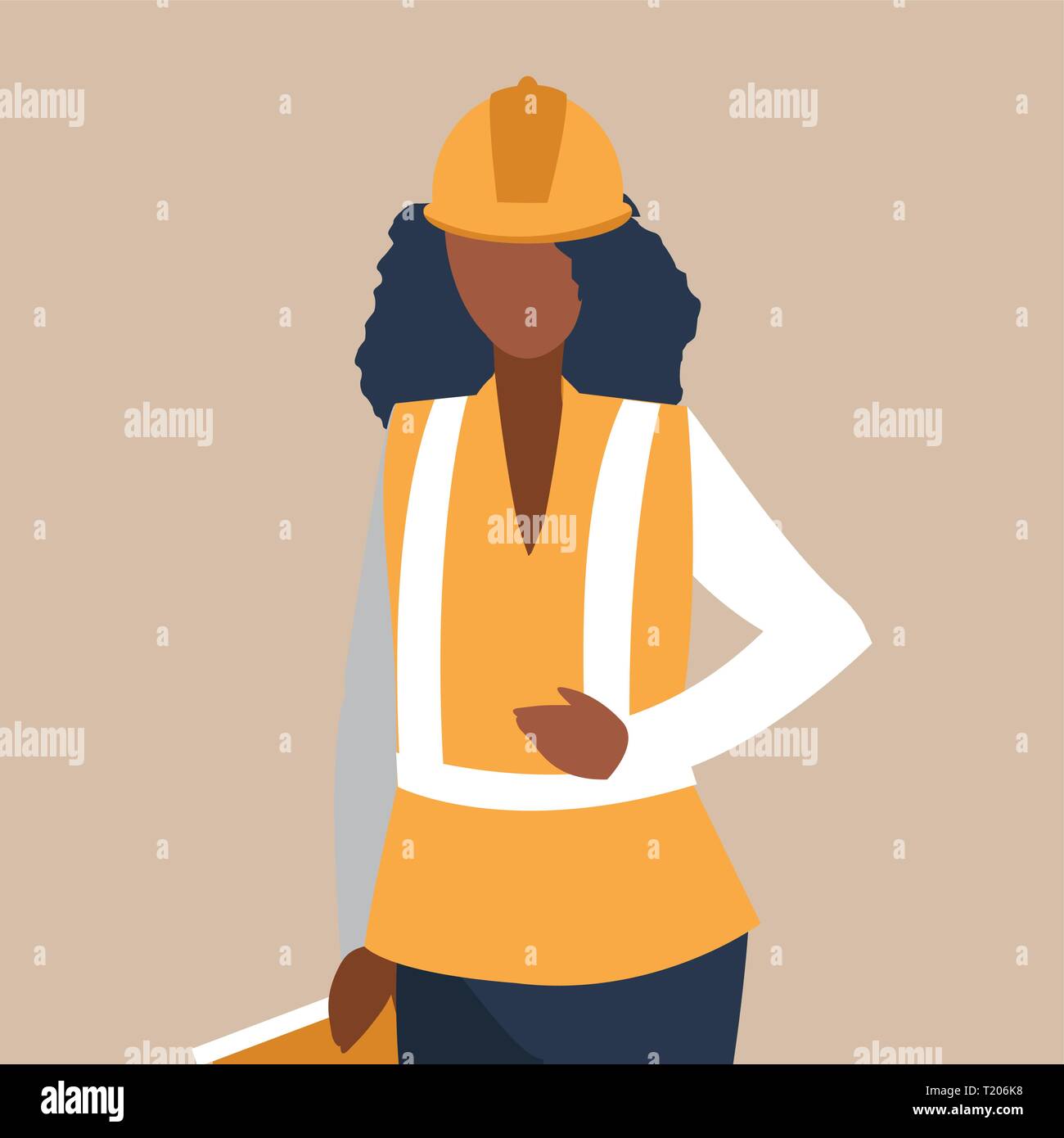 female industrial black worker character vector illustration design ...