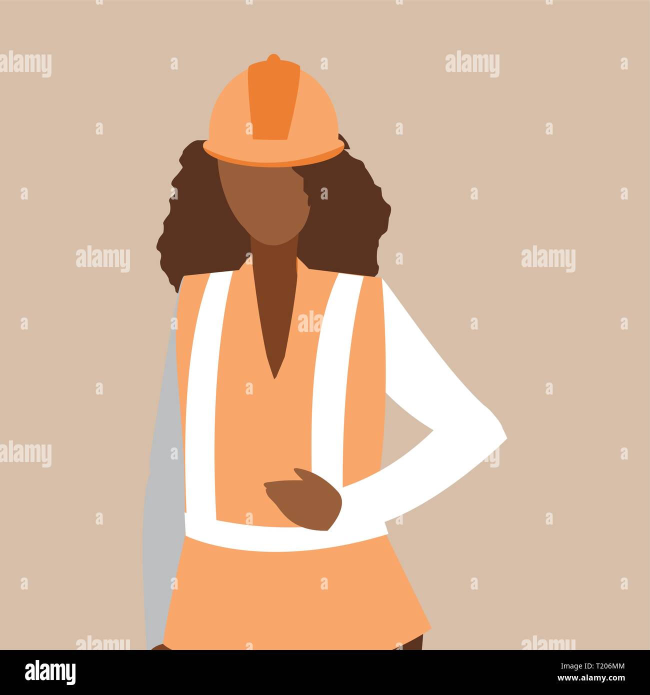 female industrial black worker character vector illustration design ...