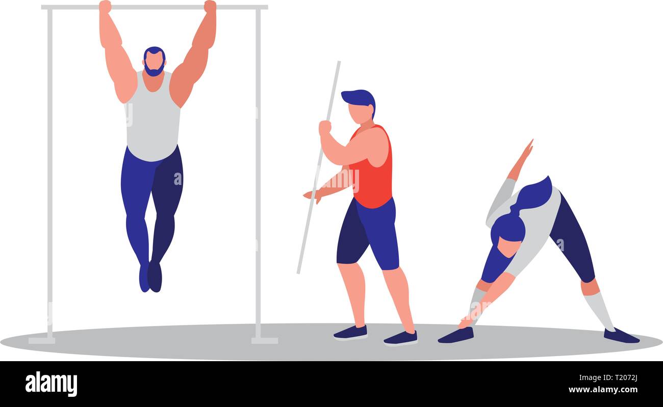 athletic people practicing exercises vector illustration design Stock ...