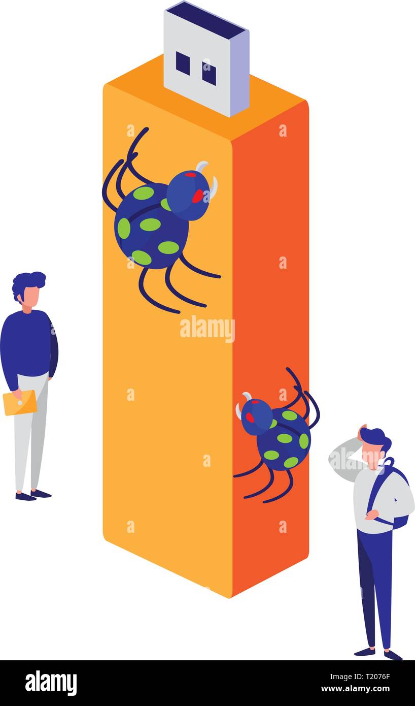 usb memory with bug atack vector illustration design Stock Vector Image ...