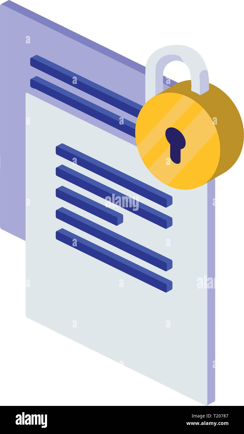 Secure document page padlock Stock Vector Images - Alamy