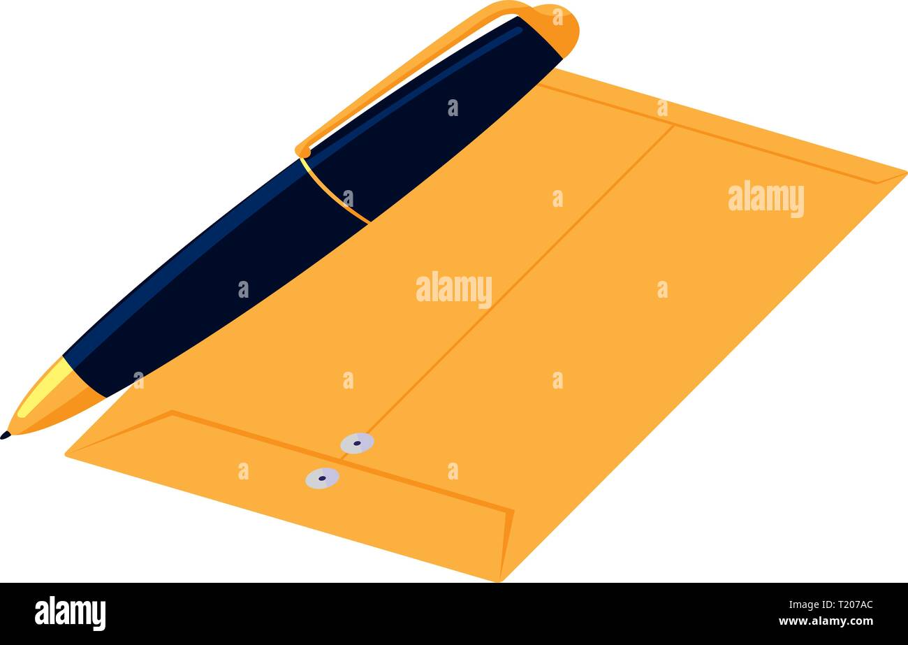 manila envelope with pen vector illustration design Stock Vector Image ...