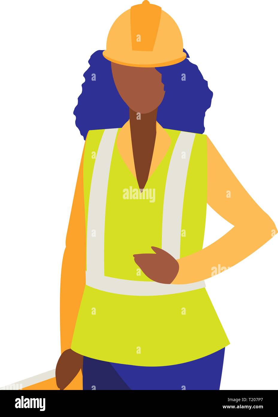female industrial black worker character vector illustration design ...
