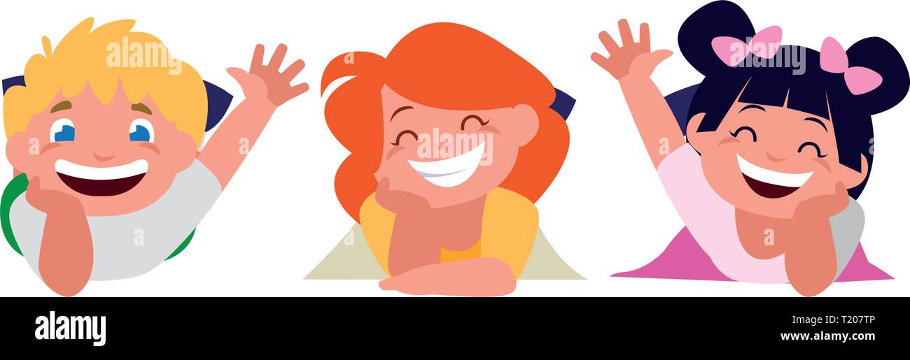 happy little kids characters vector illustration design Stock Vector ...