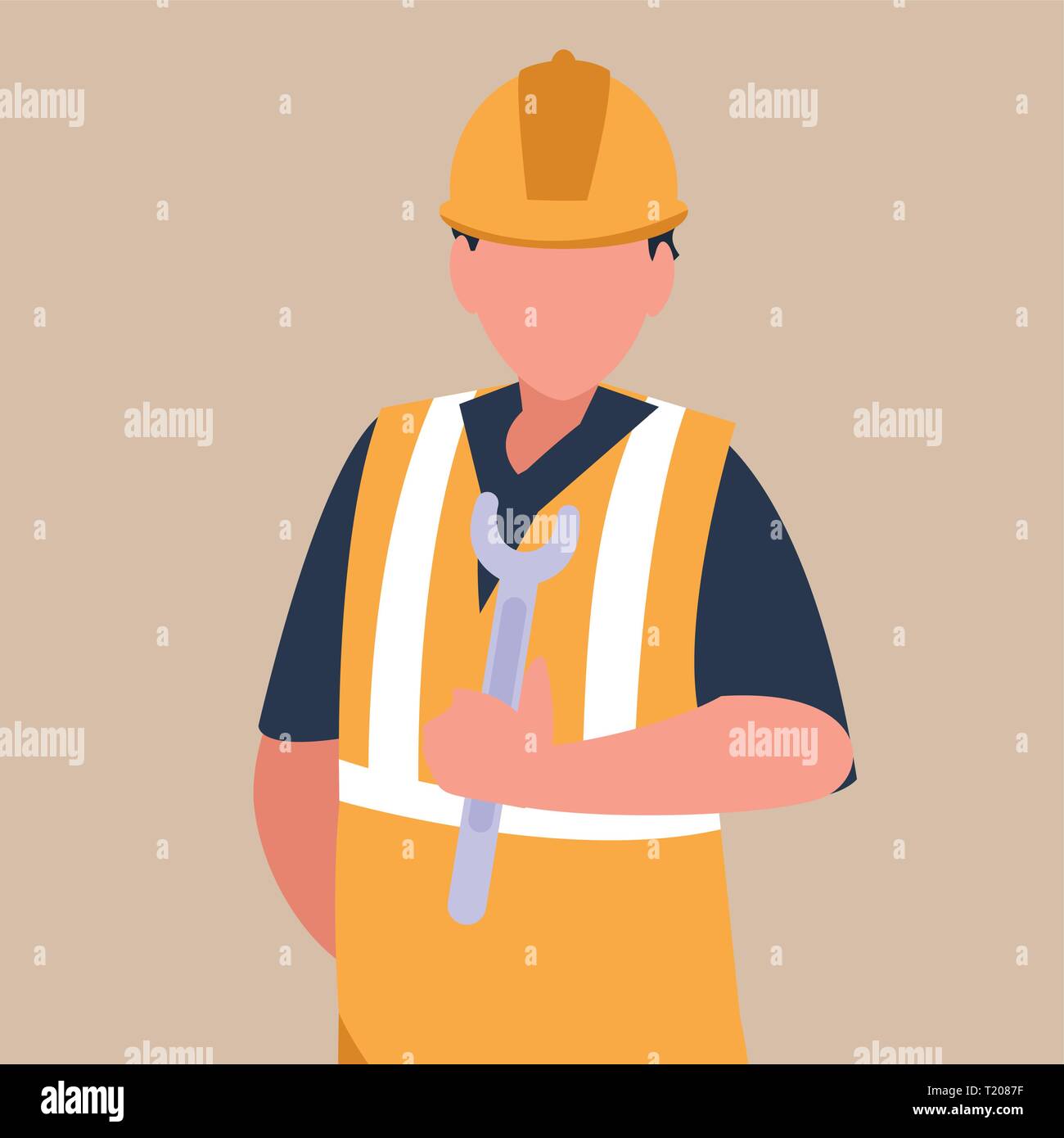 industrial worker with tools avatar character vector illustration ...