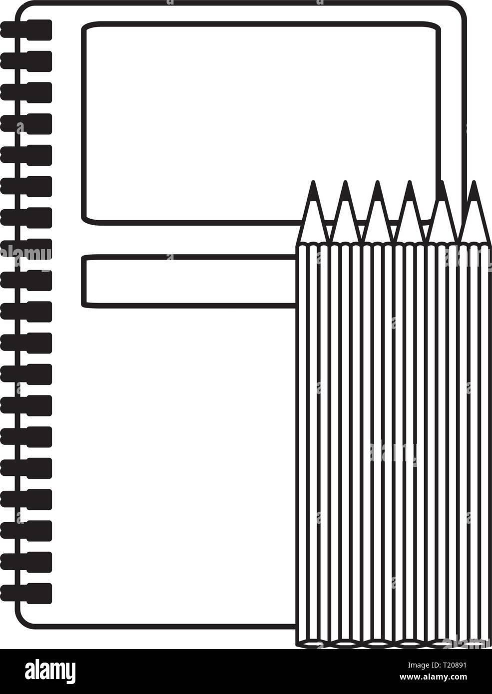 school notebook with colors pencils vector illustration design Stock ...