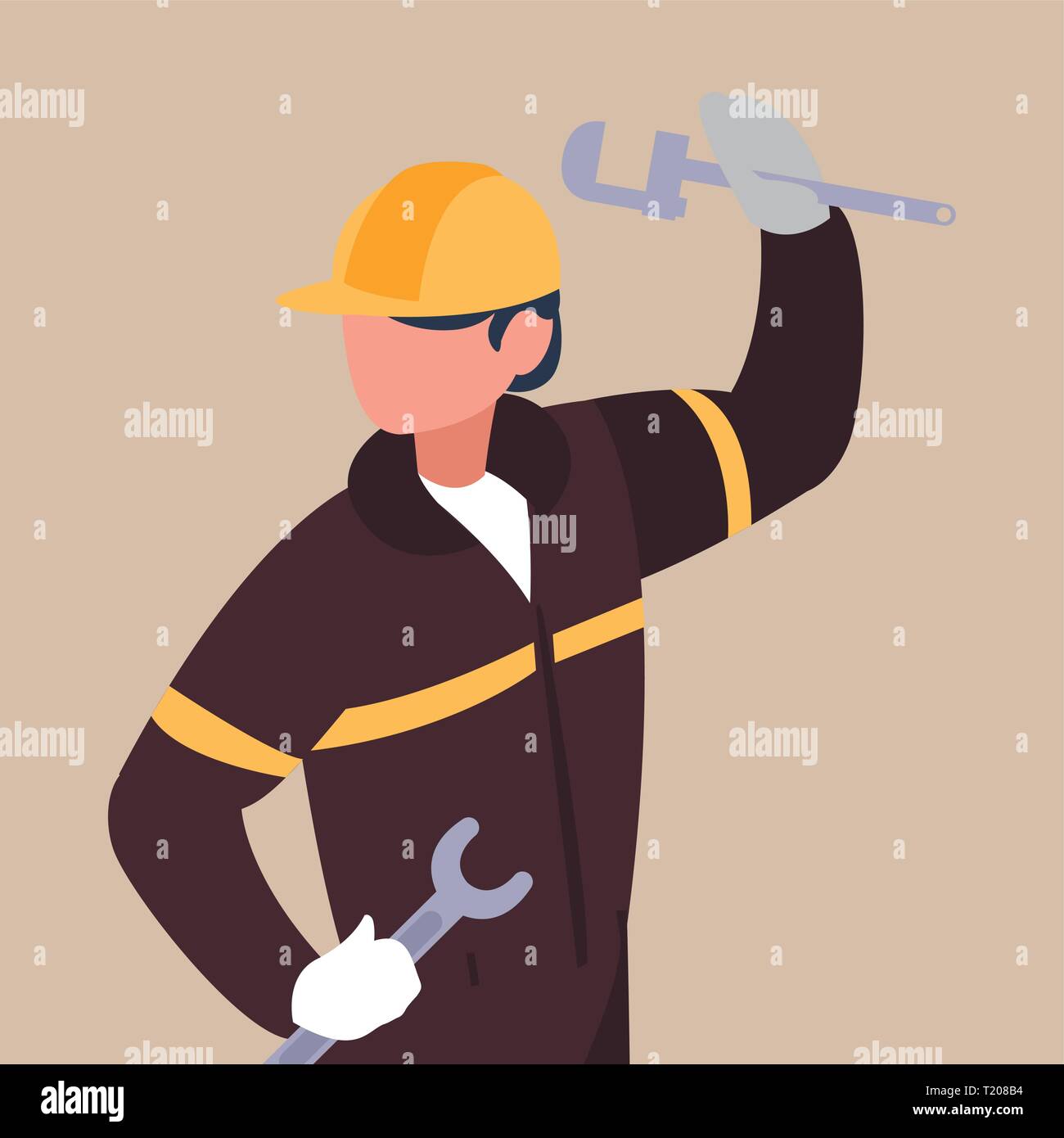 industrial worker with tools avatar character vector illustration ...