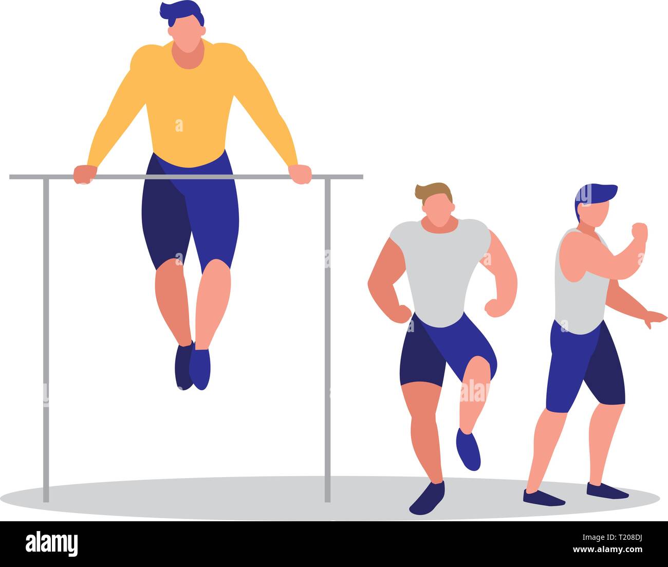 athletic men practicing exercises vector illustration design Stock ...