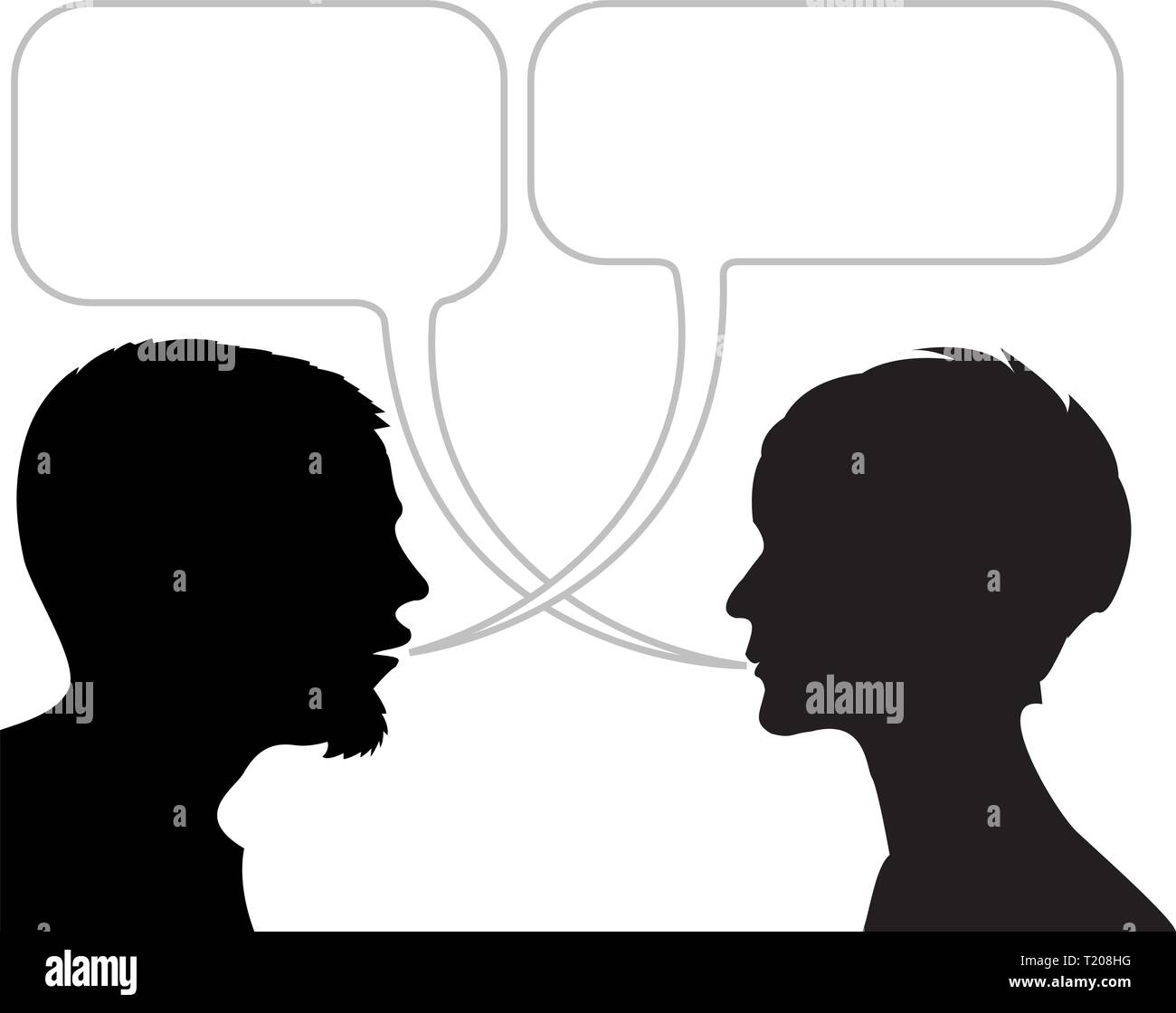 dialogue comic strip with silhouettes and speech bubbles Stock Vector ...