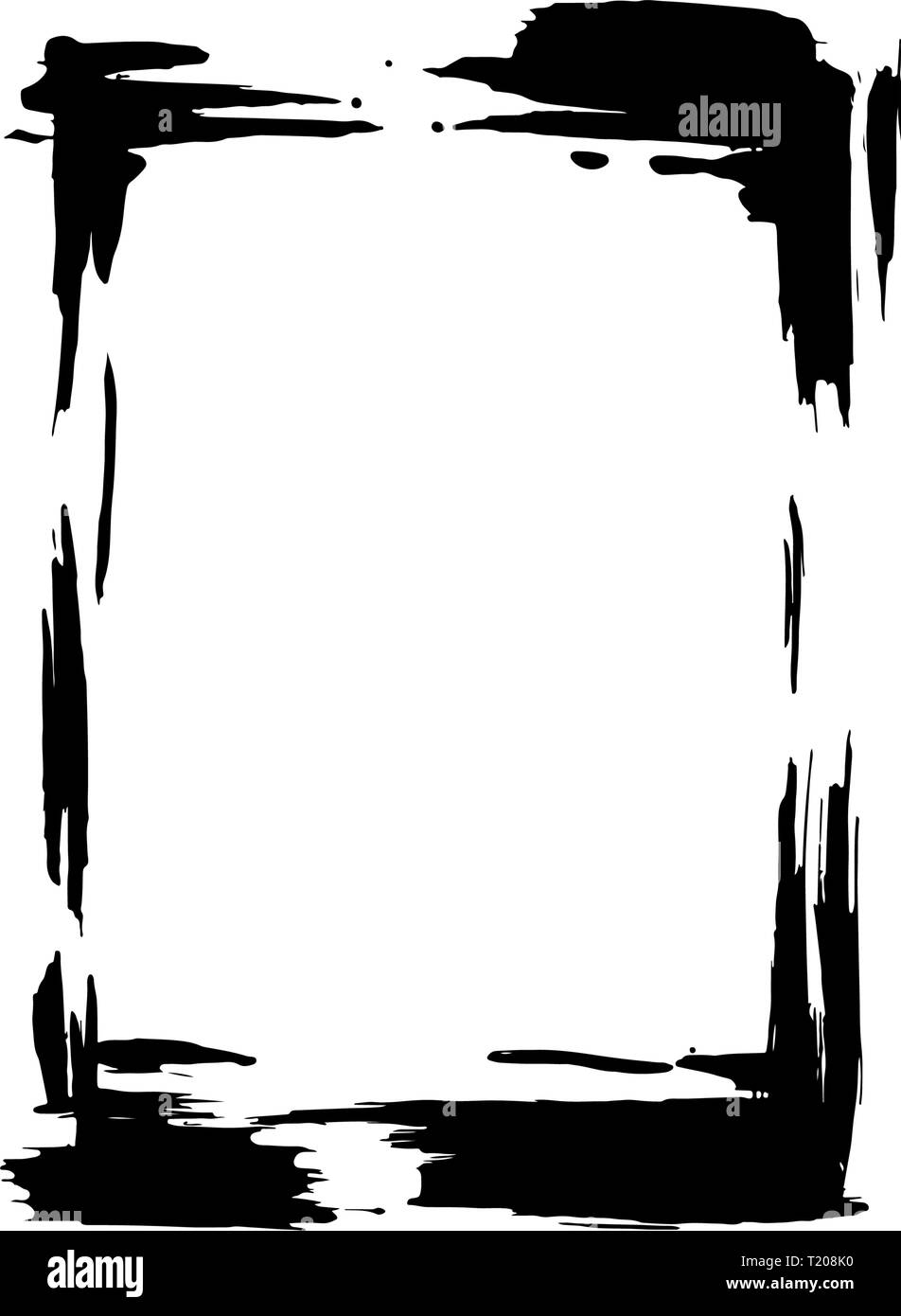 Vector Dry brush frames. Hand drawn artistic frames. Black and white ...