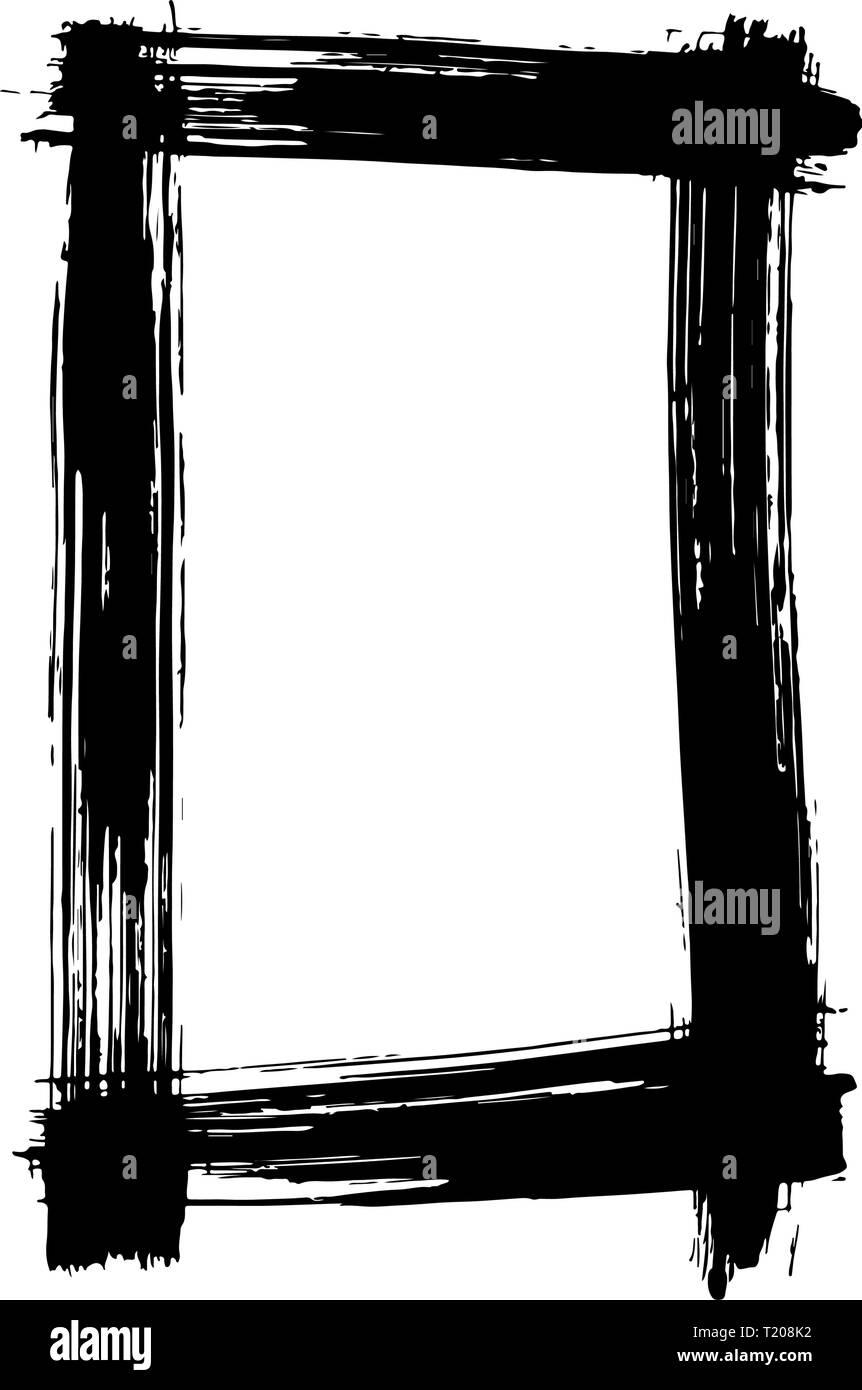 Vector Dry brush frames. Hand drawn artistic frames. Black and white ...