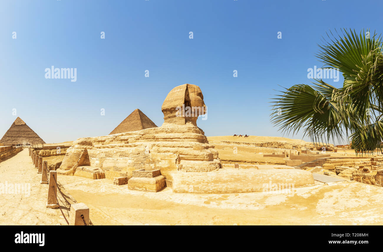 The Great Pyramids and the Great Sphinx panorama, Egypt Stock Photo - Alamy