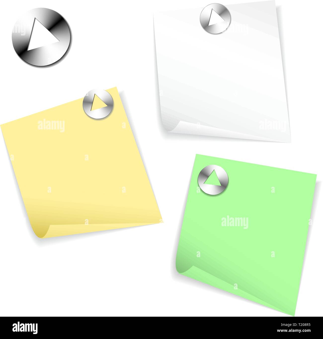 Sticky papers isolated on white background with pushpins Stock Vector ...
