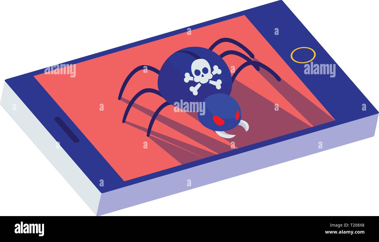 smartphone with bug virus atack vector illustration design Stock Vector ...