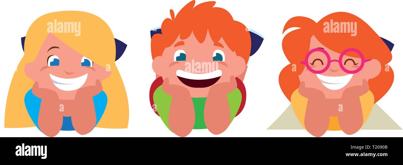 happy little kids characters vector illustration design Stock Vector ...