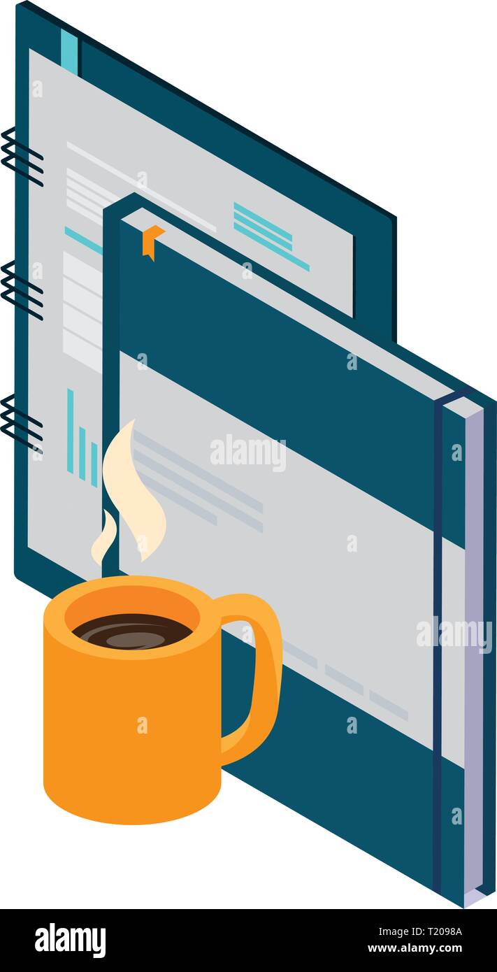 office notepad with coffee cup vector illustration design Stock Vector ...