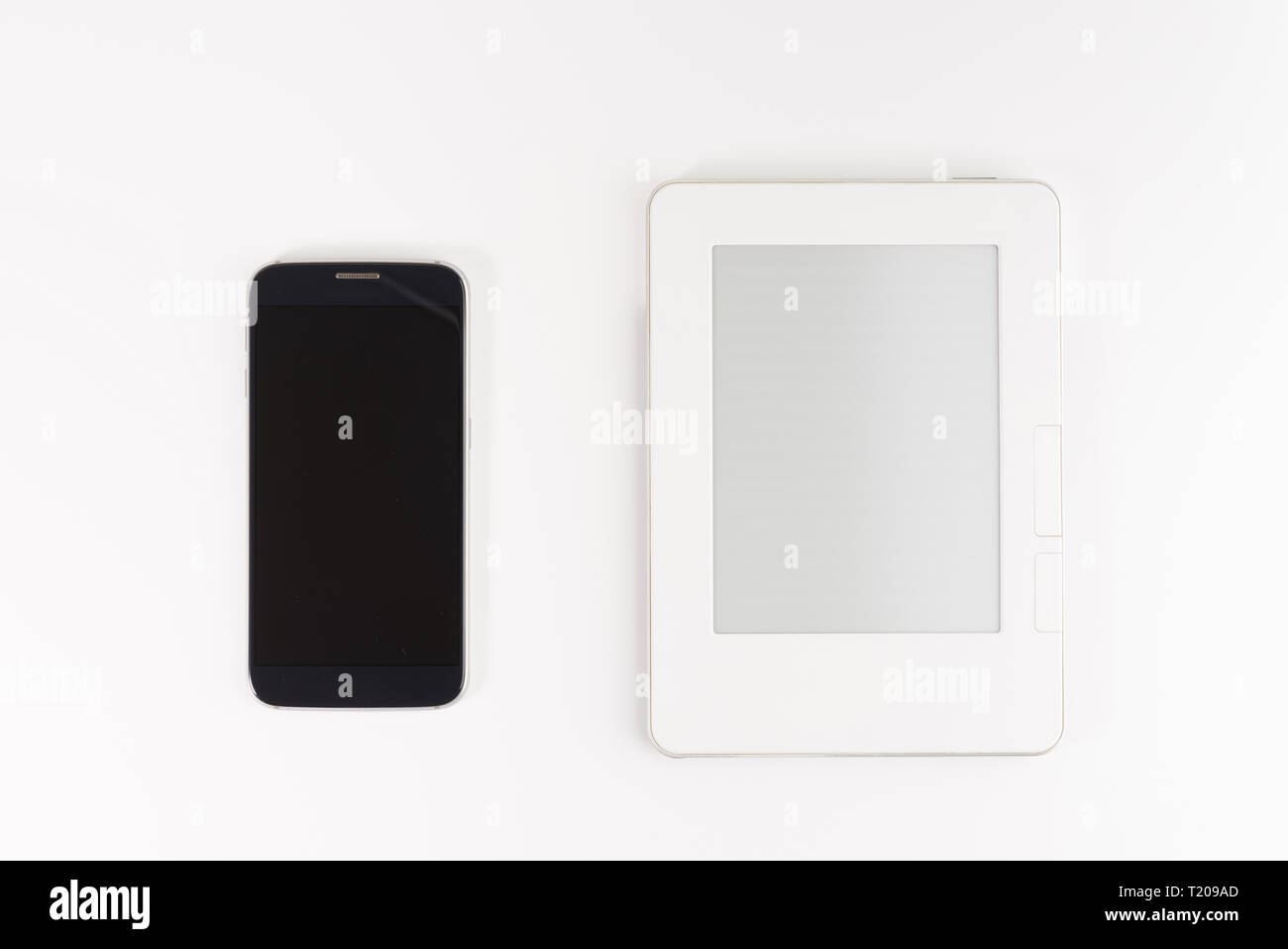 Mobile reading and literature library concept: book with blank screen ...
