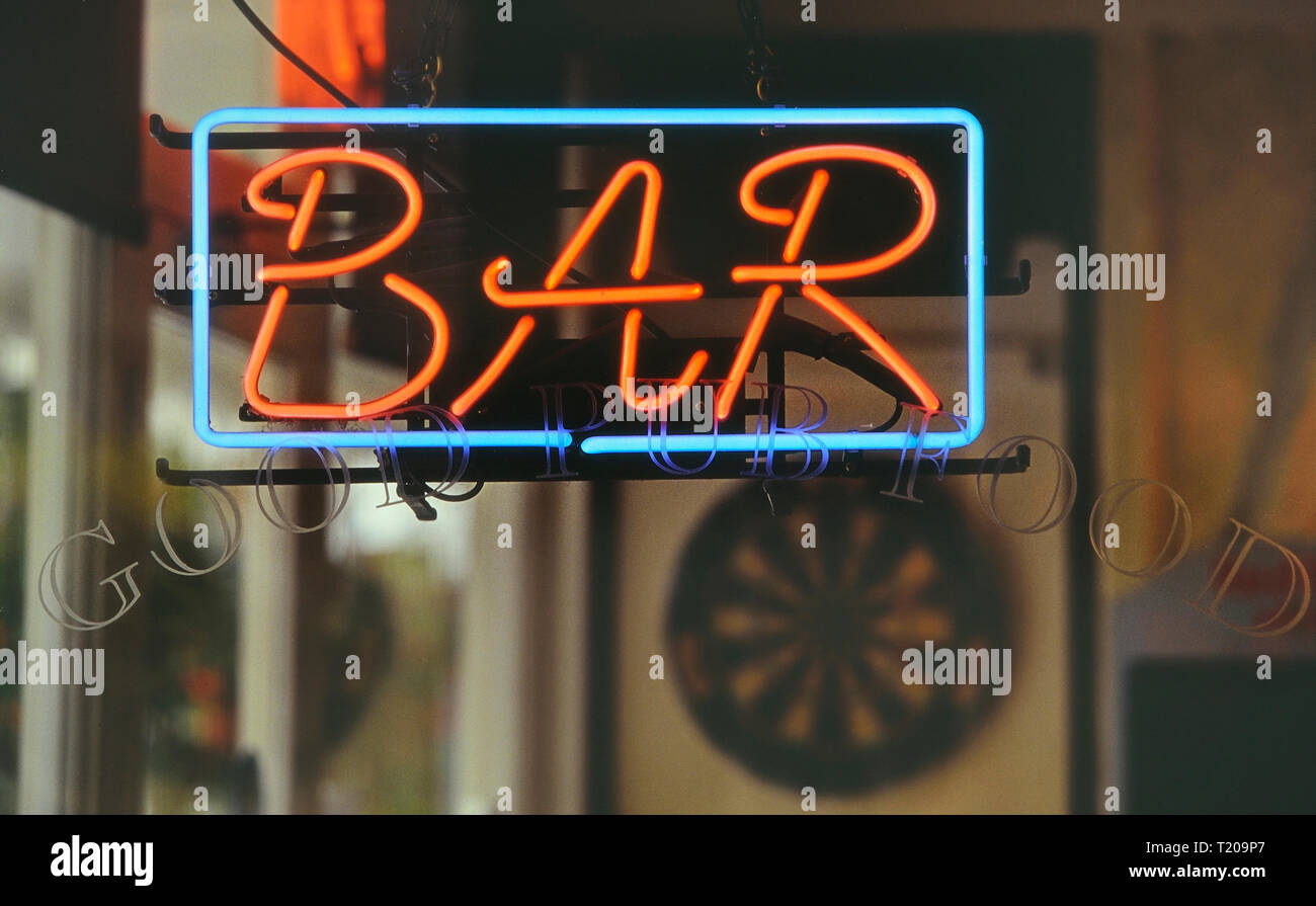 Neon bar sign, England, UK Stock Photo - Alamy