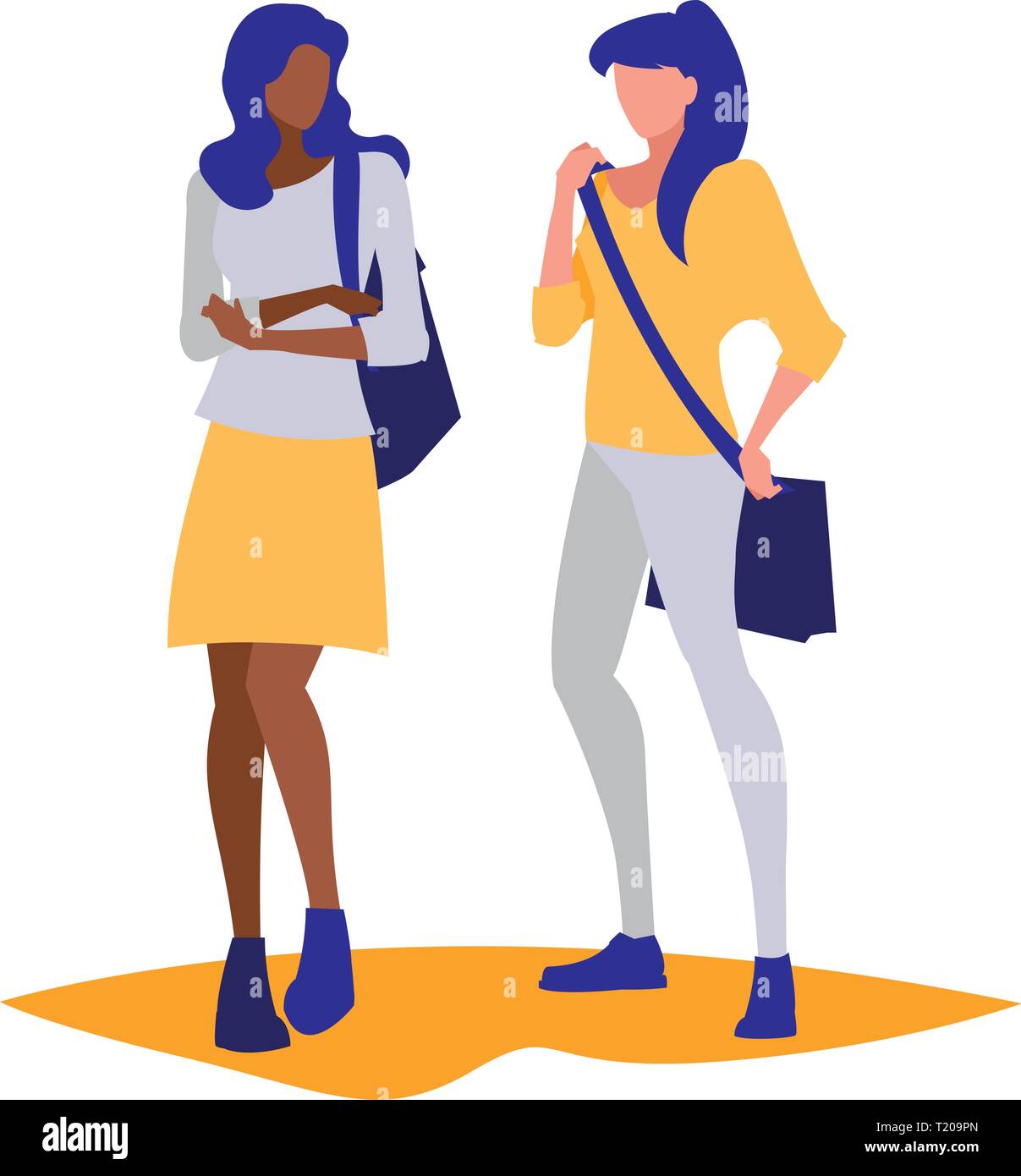 young girls students modeling vector illustration design Stock Vector ...