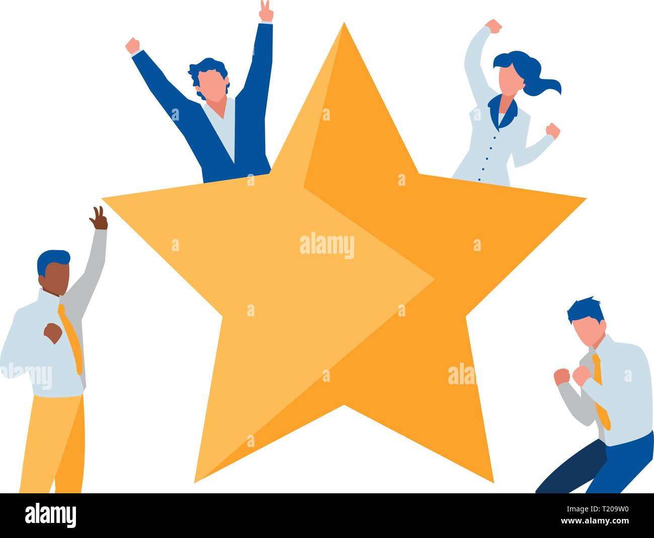 elegant business people celebrating with star vector illustration ...