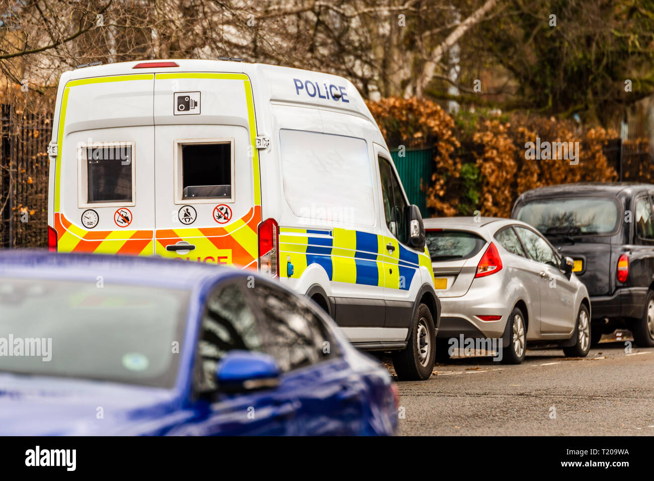 speed camera van on city road checking traffic speed in the UK Stock ...