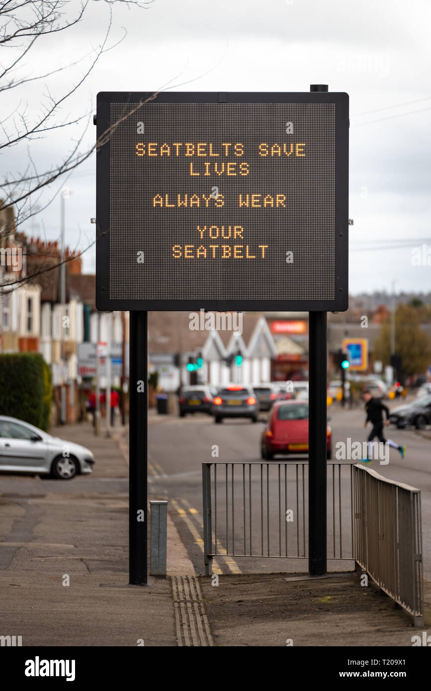 digital road traffic information display message seatbelts save lives ...