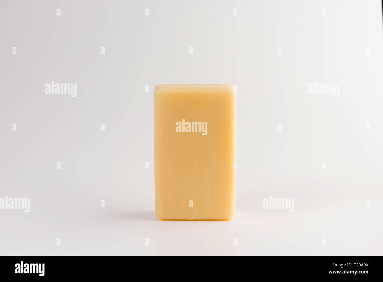 piece of beige soap isolated on a white background Stock Photo - Alamy