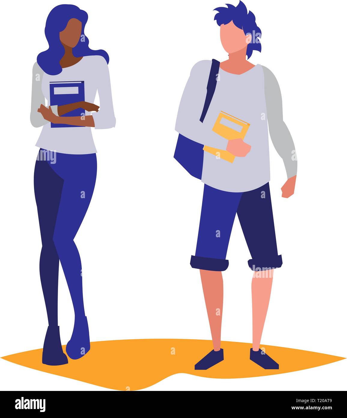 young couple students modeling vector illustration design Stock Vector ...