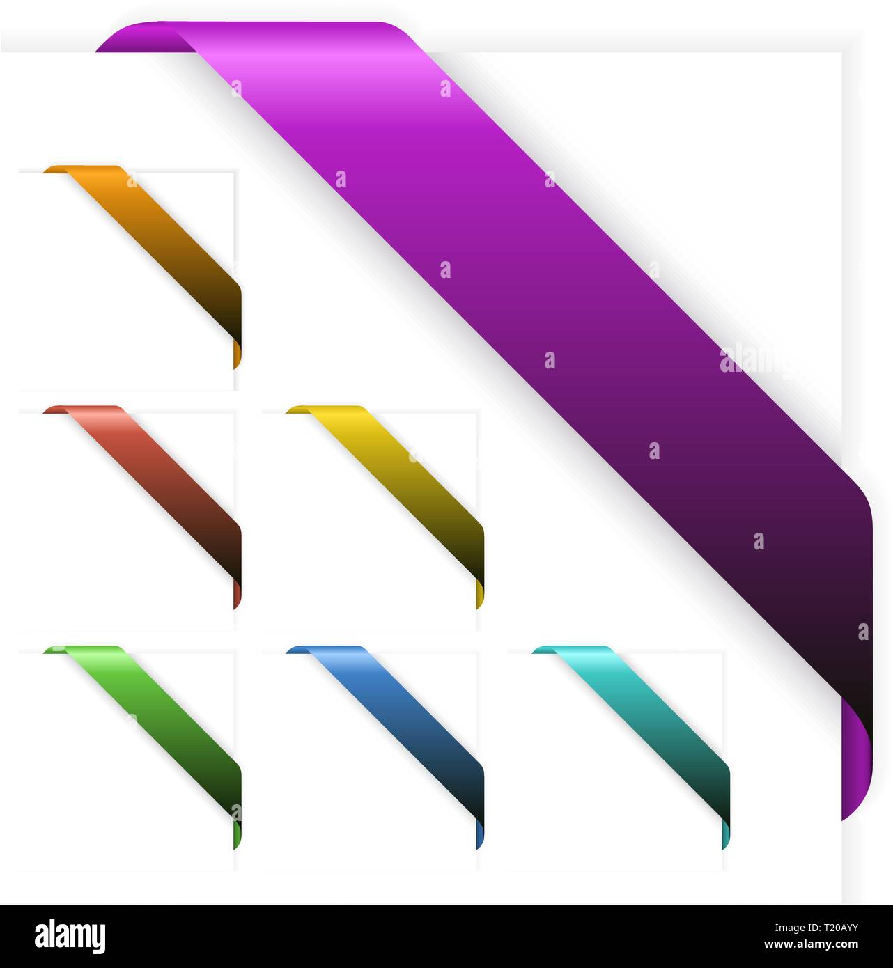 Set of Empty colorful corner ribbons - you can write some text on it ...