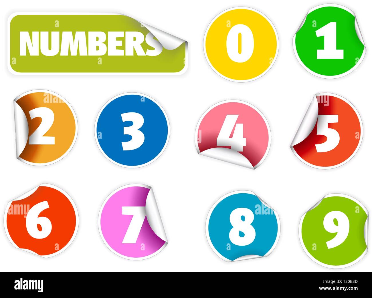 Set of colorful stamps with numbers on white background Stock Vector ...