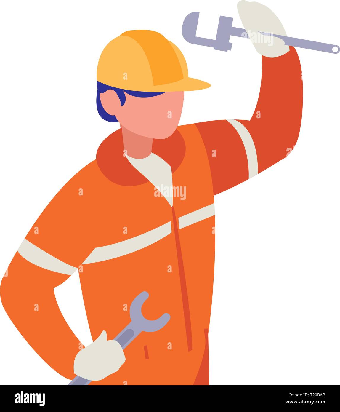 industrial worker with tools avatar character vector illustration ...