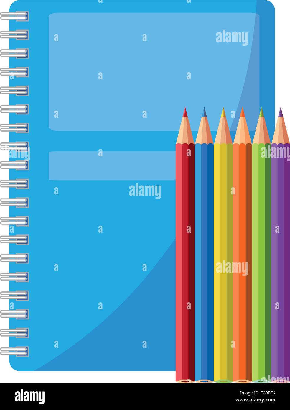 school notebook with colors pencils vector illustration design Stock ...