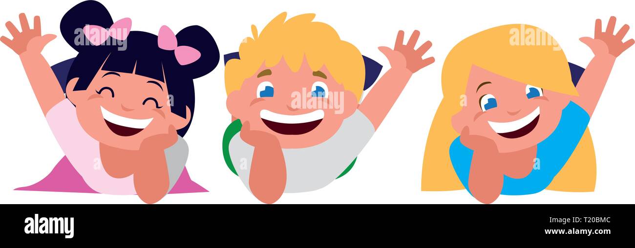 happy little kids characters vector illustration design Stock Vector ...