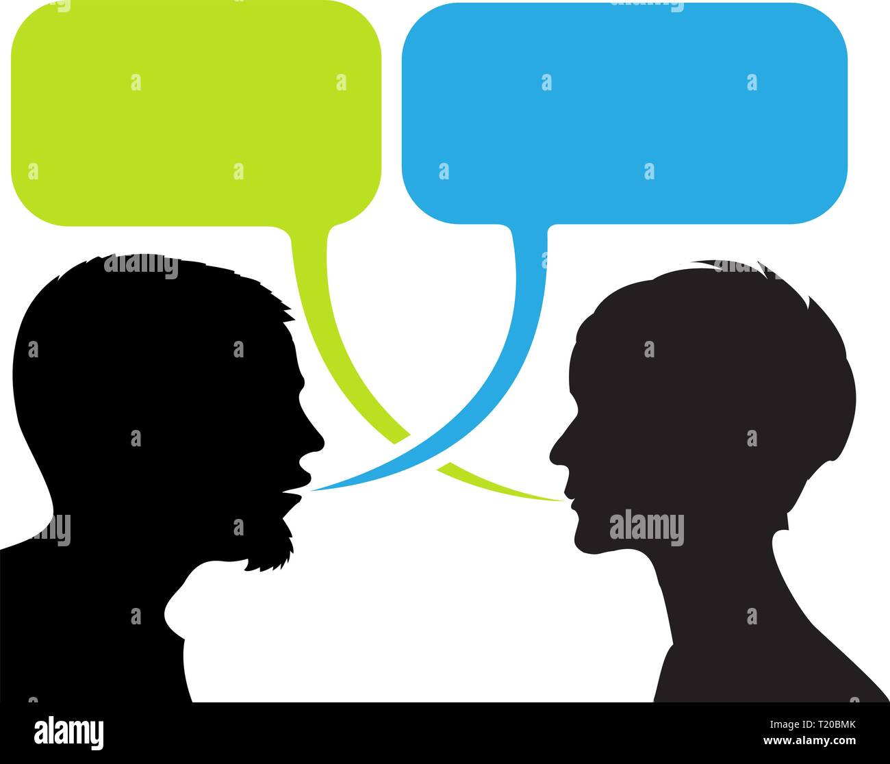 dialogue comic strip with silhouettes and speech bubbles Stock Vector ...
