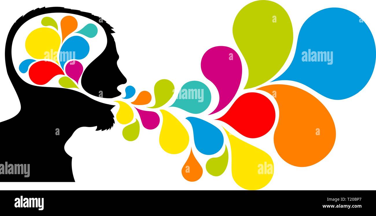 Colorful abstract speaker silhouette on white background Stock Vector ...
