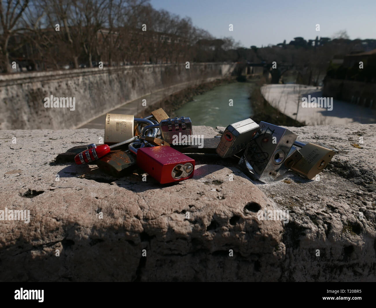 ROME, ITALY - MARCH 3 2019: Padlocks on Pons Fabricius bridge, Love ...