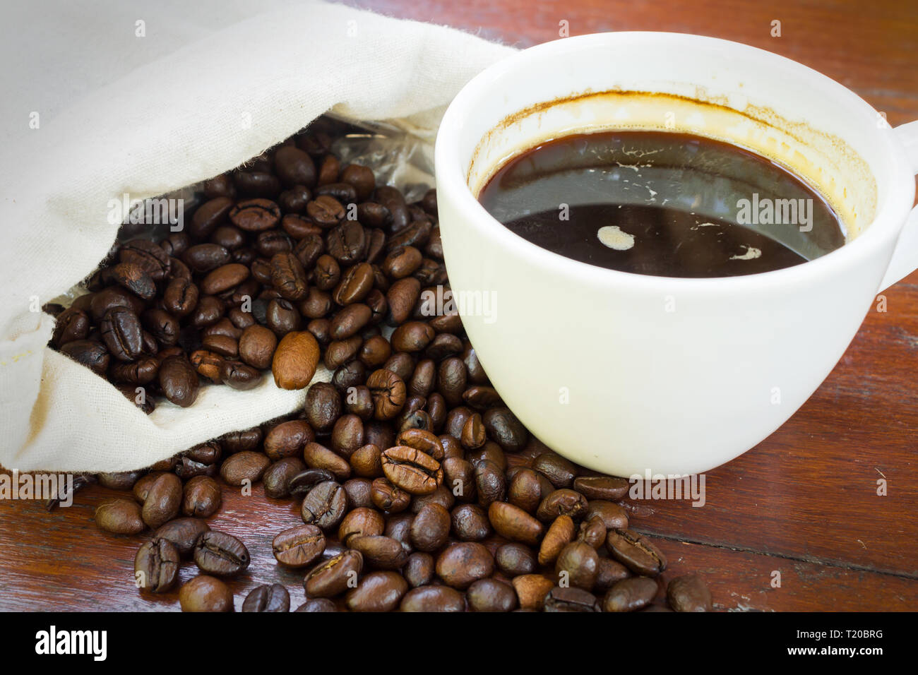 Coffee cup with beans,drinks background Stock Photo - Alamy