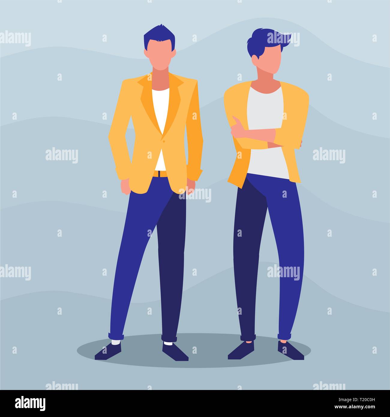 young boys with pose of modeling vector illustration design Stock ...