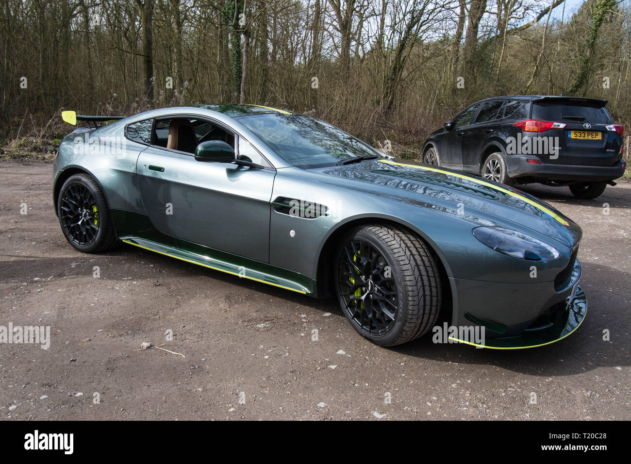 Aston Martin in Salcey Forest Northamptonshire UK smart posh James Bond ...