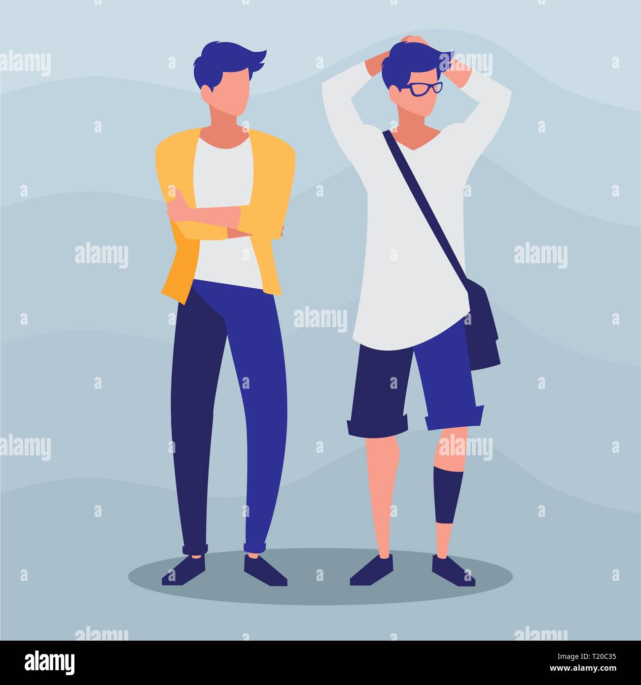 young boys with pose of modeling vector illustration design Stock ...