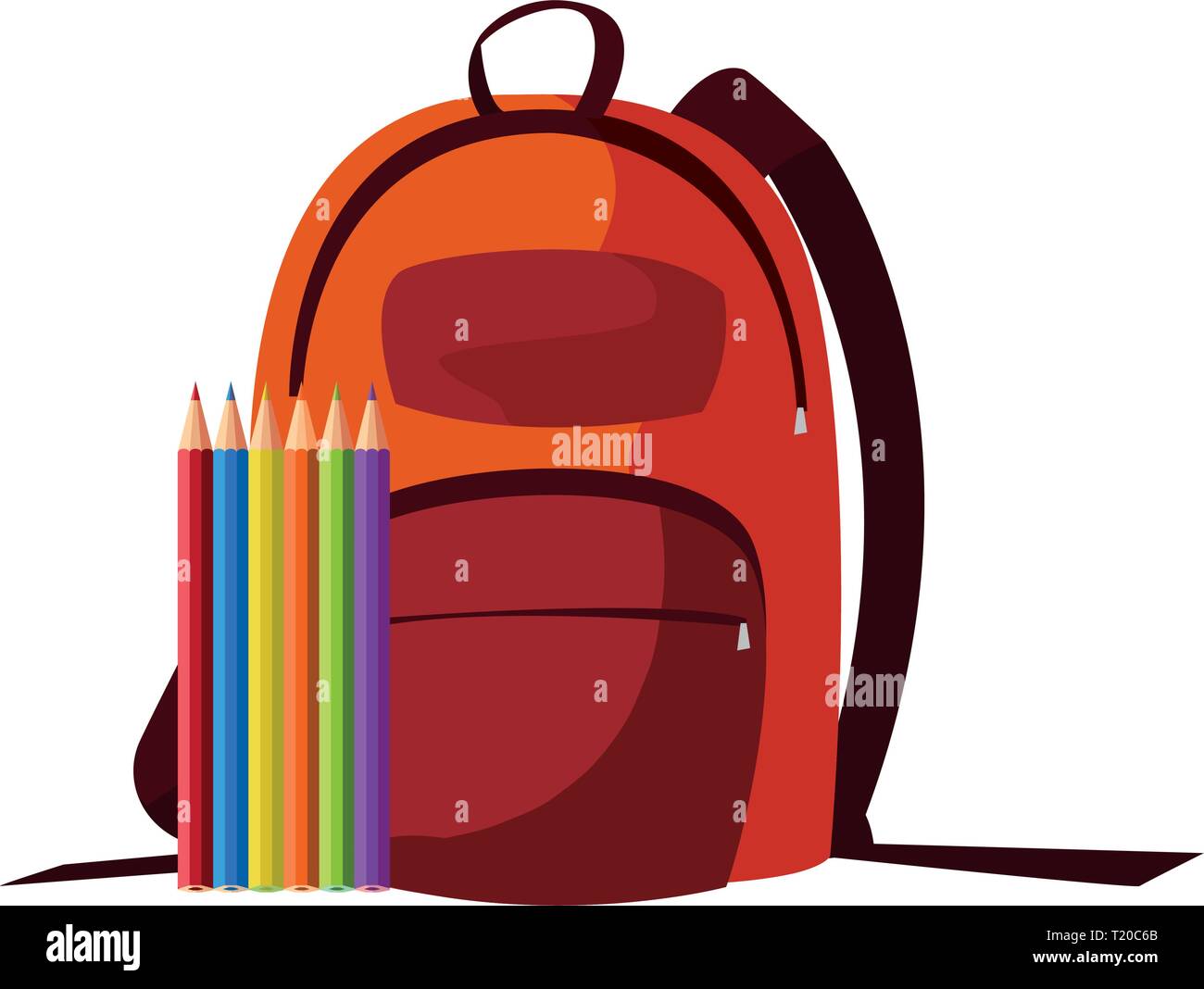 school bag with colors pencils vector illustration design Stock Vector ...